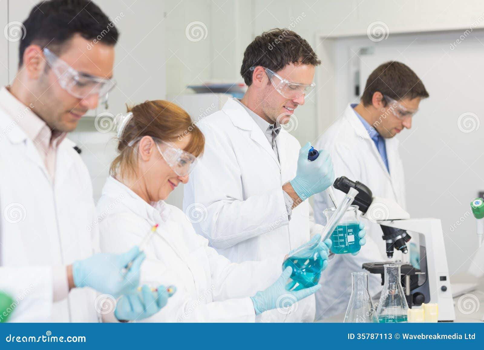 Group of Scientists Working at the Laboratory Stock Image - Image of ...