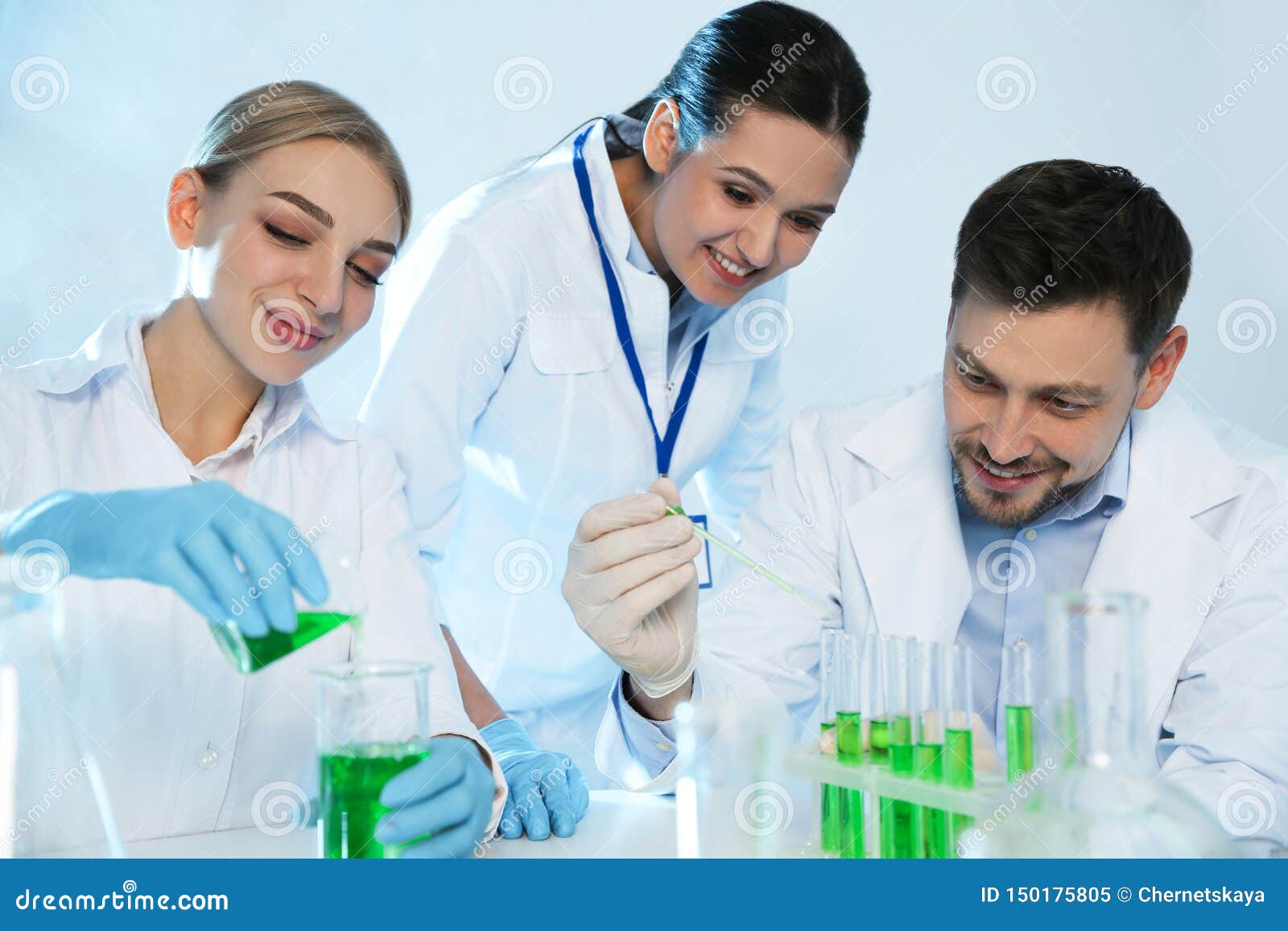 Group of Scientists Working in Chemistry Laboratory Stock Image - Image ...