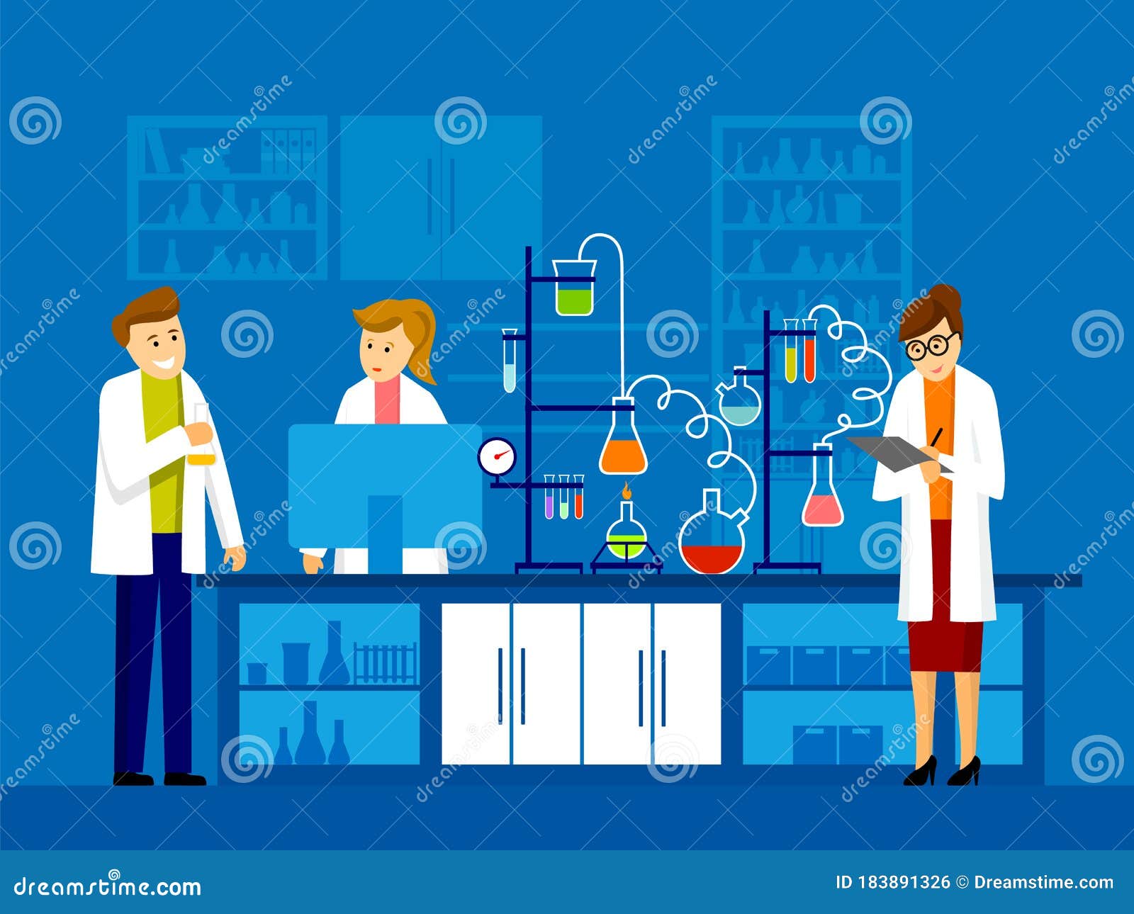 Group of Scientists Working at Science Lab Stock Vector - Illustration ... Group of Scientists Working at Science Lab Stock Vector - Illustration ...