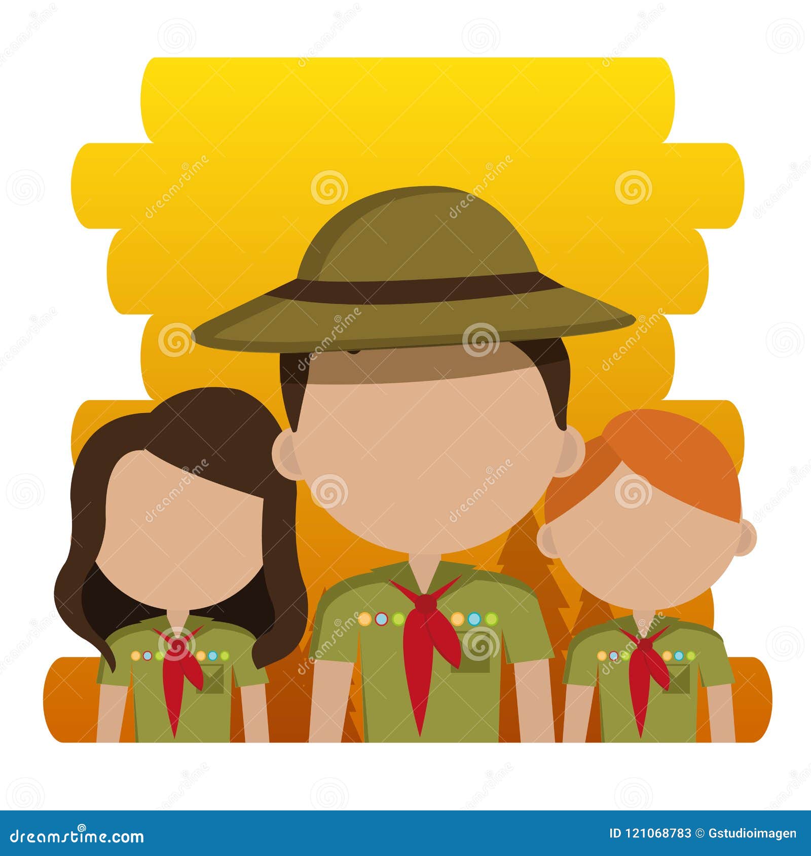 Group of scouts characters stock vector. Illustration of small - 121068783