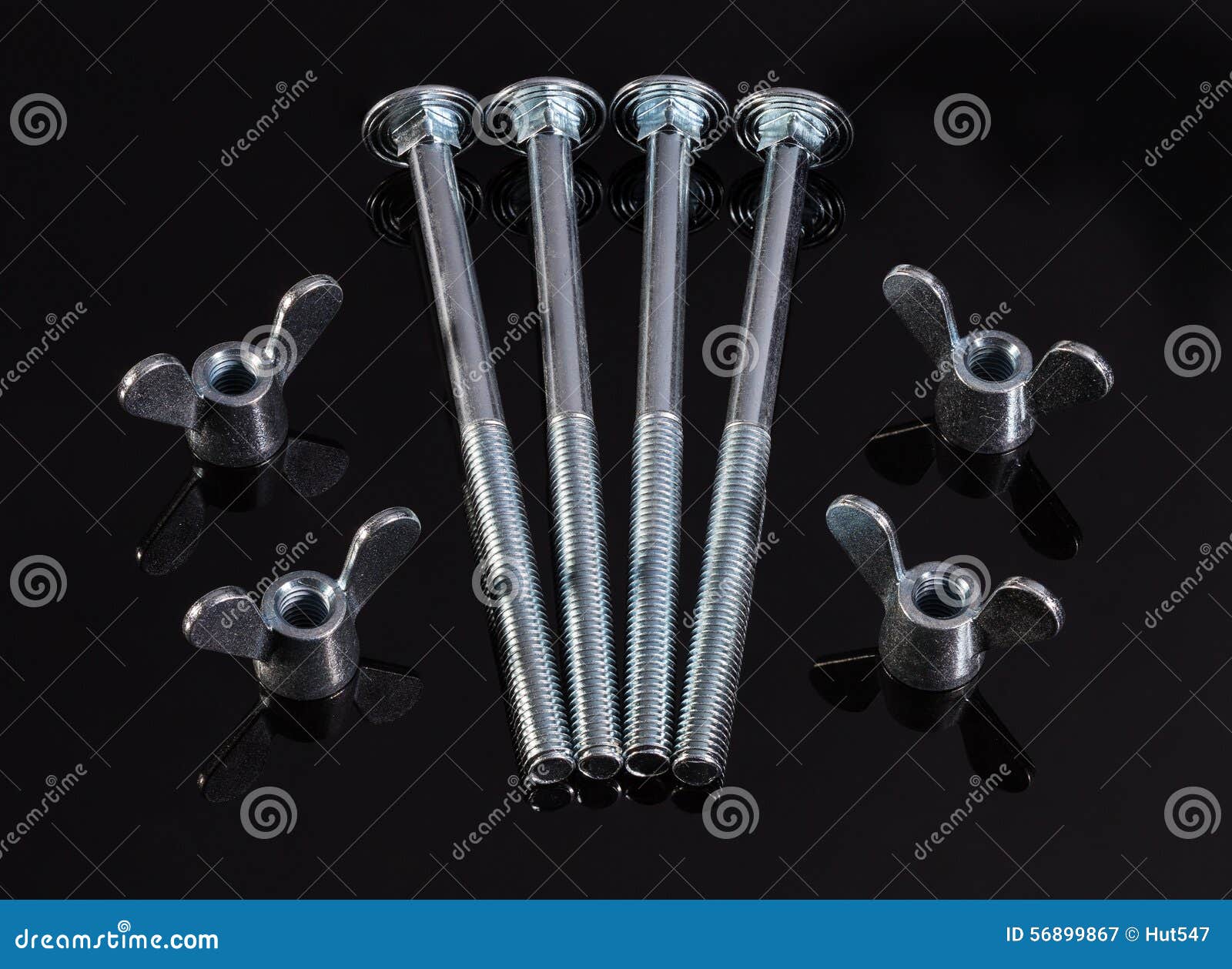 Group of Screw-bolts on Black Background. Stock Image - Image of ...