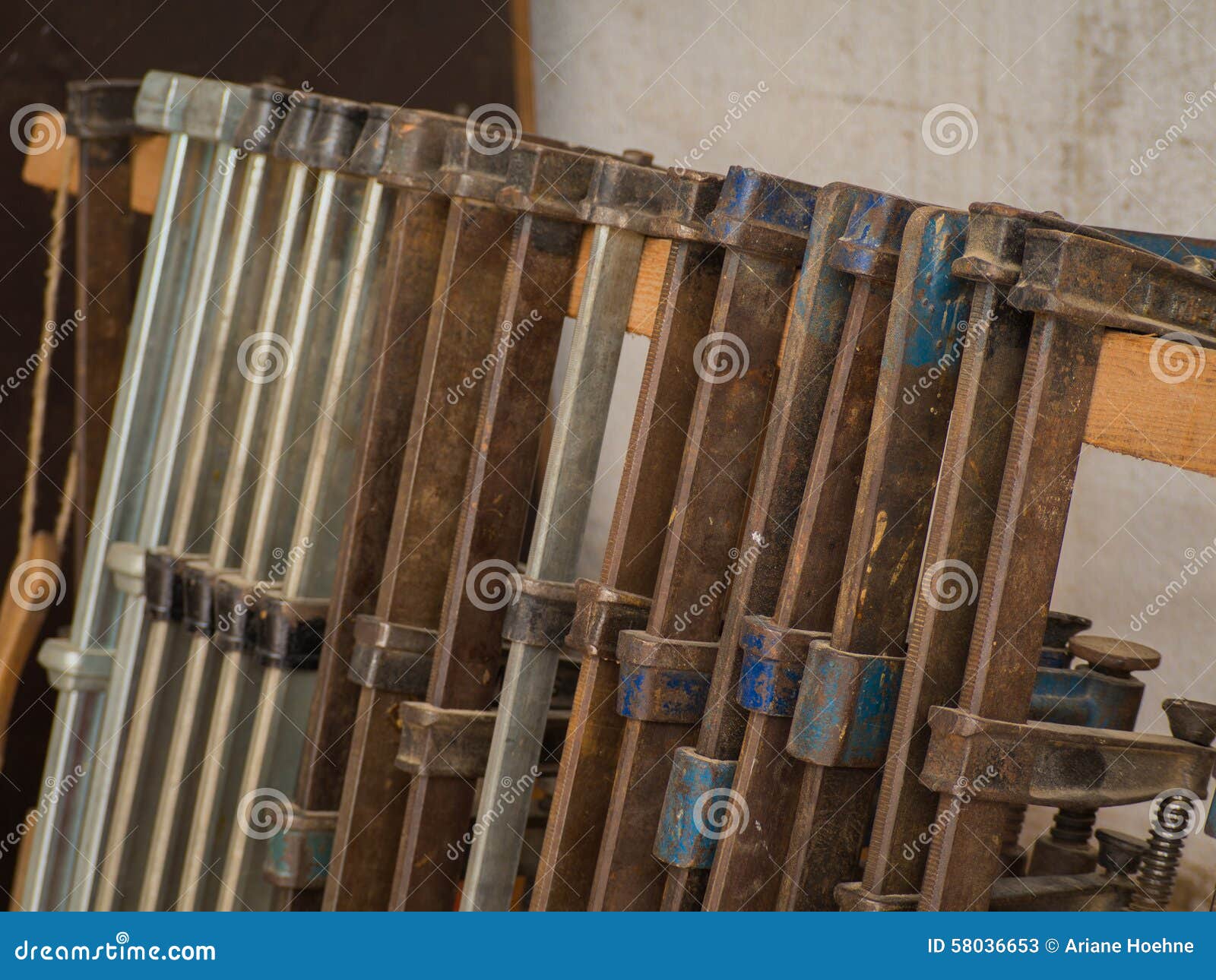 Group of clamps stock image. Image of adjustable, spanner - 58036653