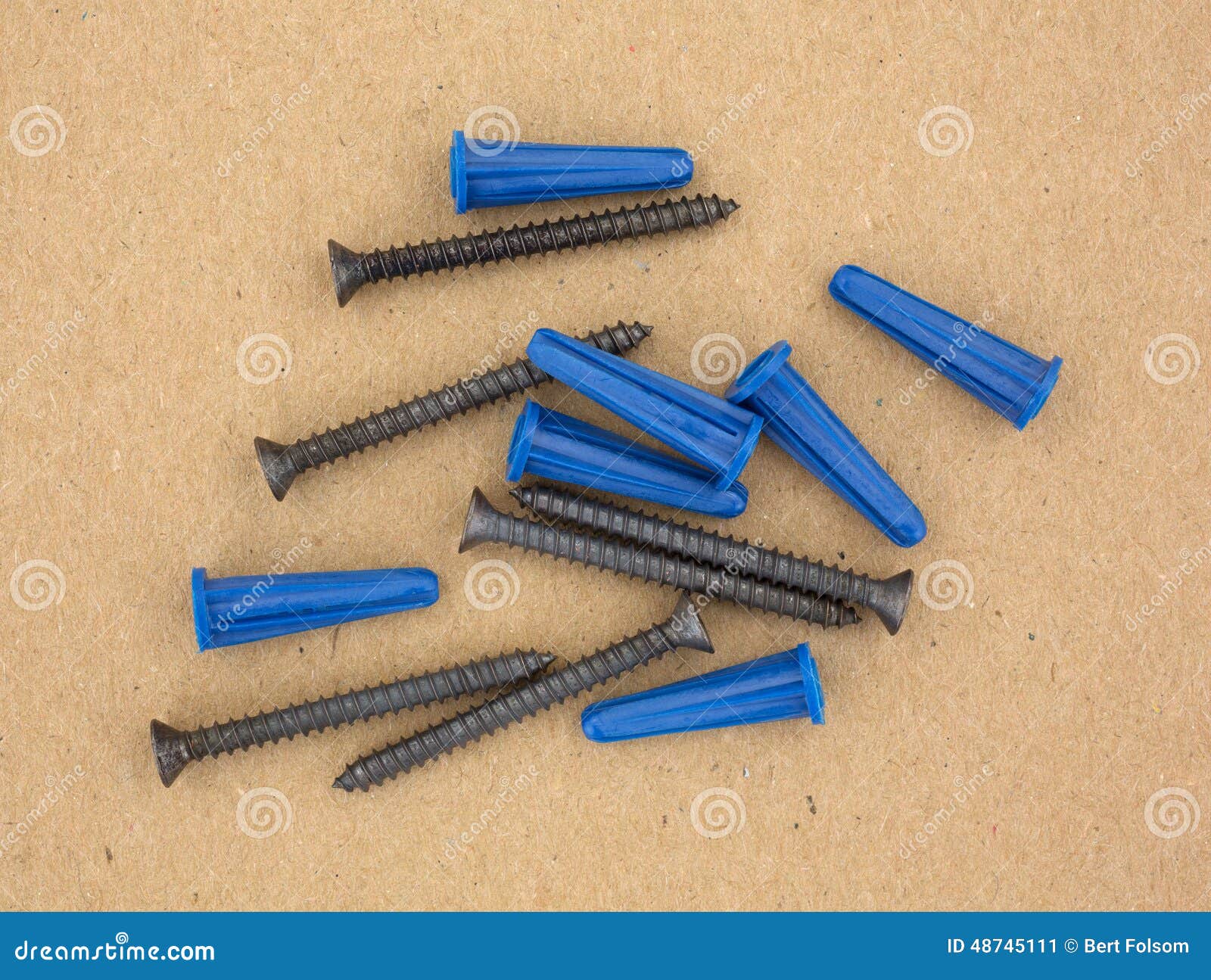 Group of Screws with Plastic Anchors Stock Image - Image of threaded ...