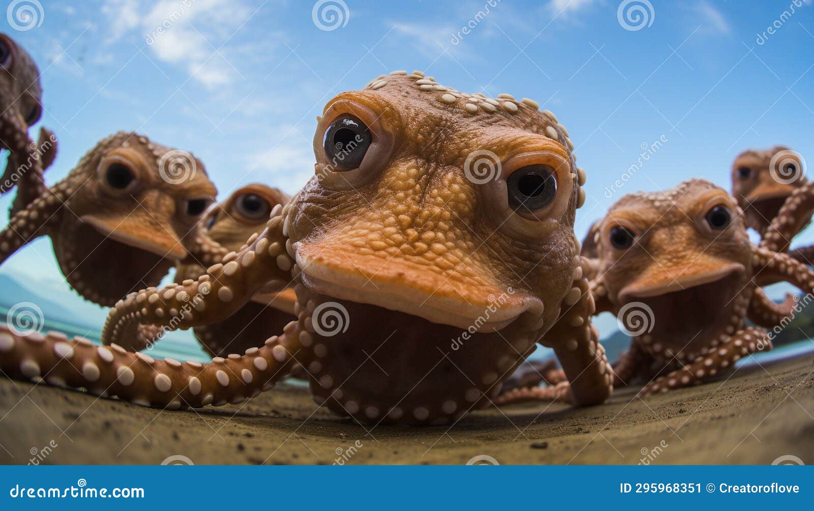 Group of Sea Animals Taking Group Selfie Stock Illustration ...