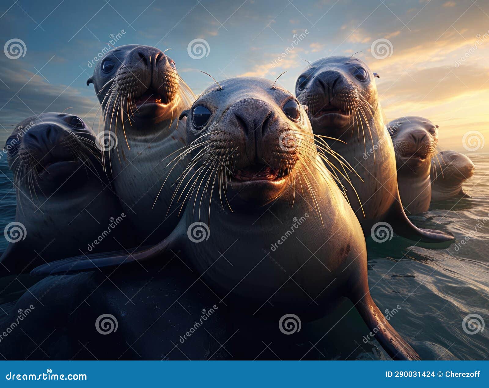 A group of sea seals stock illustration. Illustration of eyes - 290031424