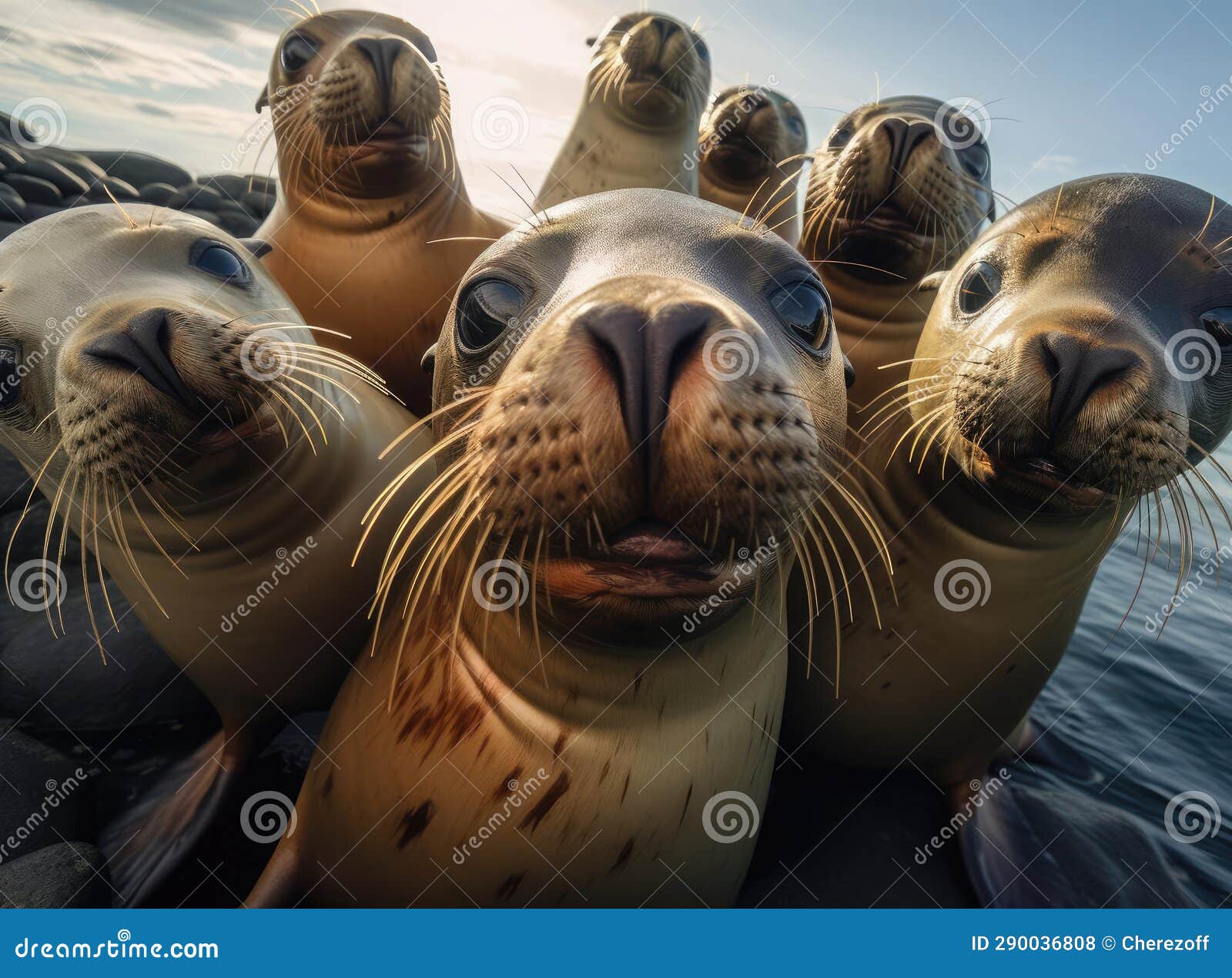 A group of sea seals stock illustration. Illustration of male - 290036808