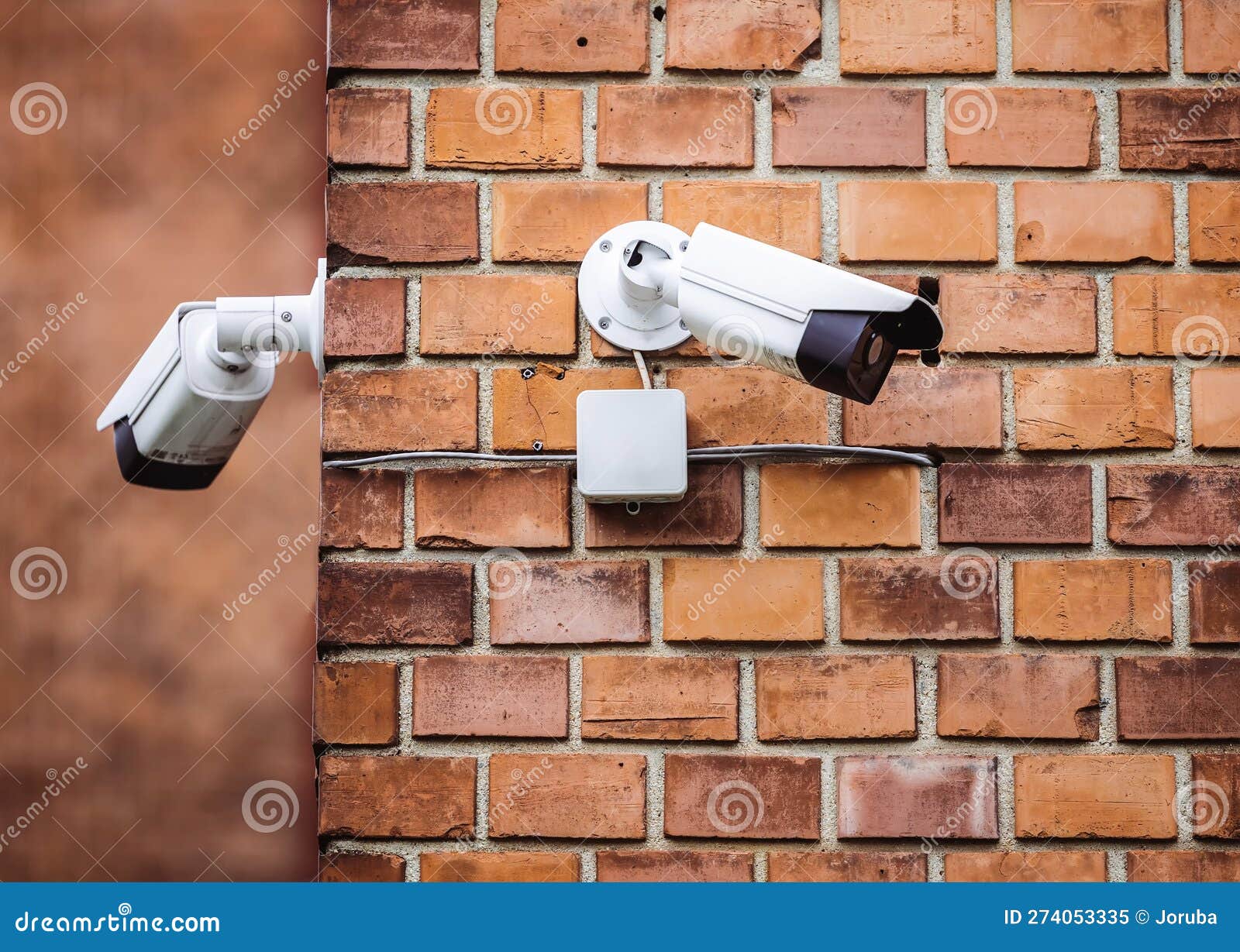 Group of Security Cameras on Red Brick Wall Stock Image - Image of ...