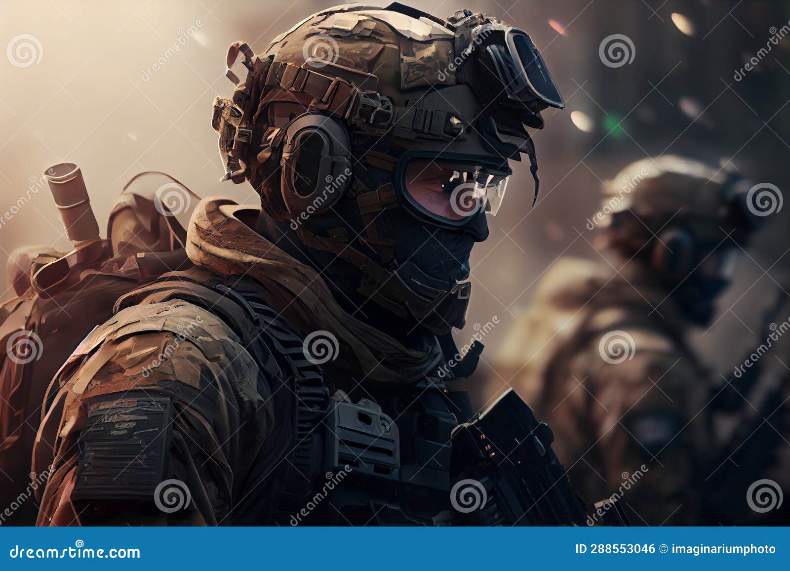 Group of Security Forces in Combat Uniforms with Rifles, Lined in the ...