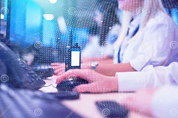 Group of Security Guards Working on Computers while Sitting in the Main ...