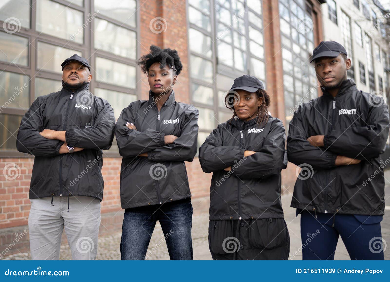 Group of Security Staff at Event Stock Image - Image of device, jacket ...