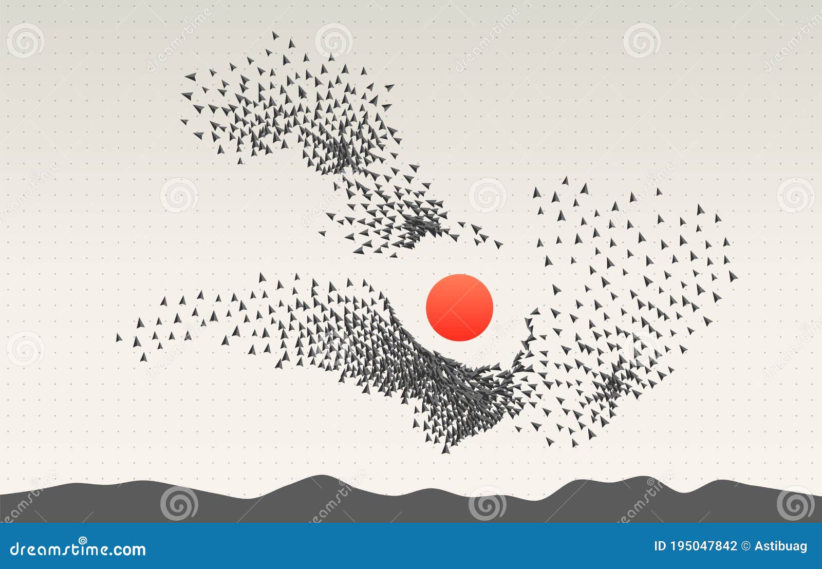 Group of Self Organized Objects. Crowd of People Behaviour. Flocking ...