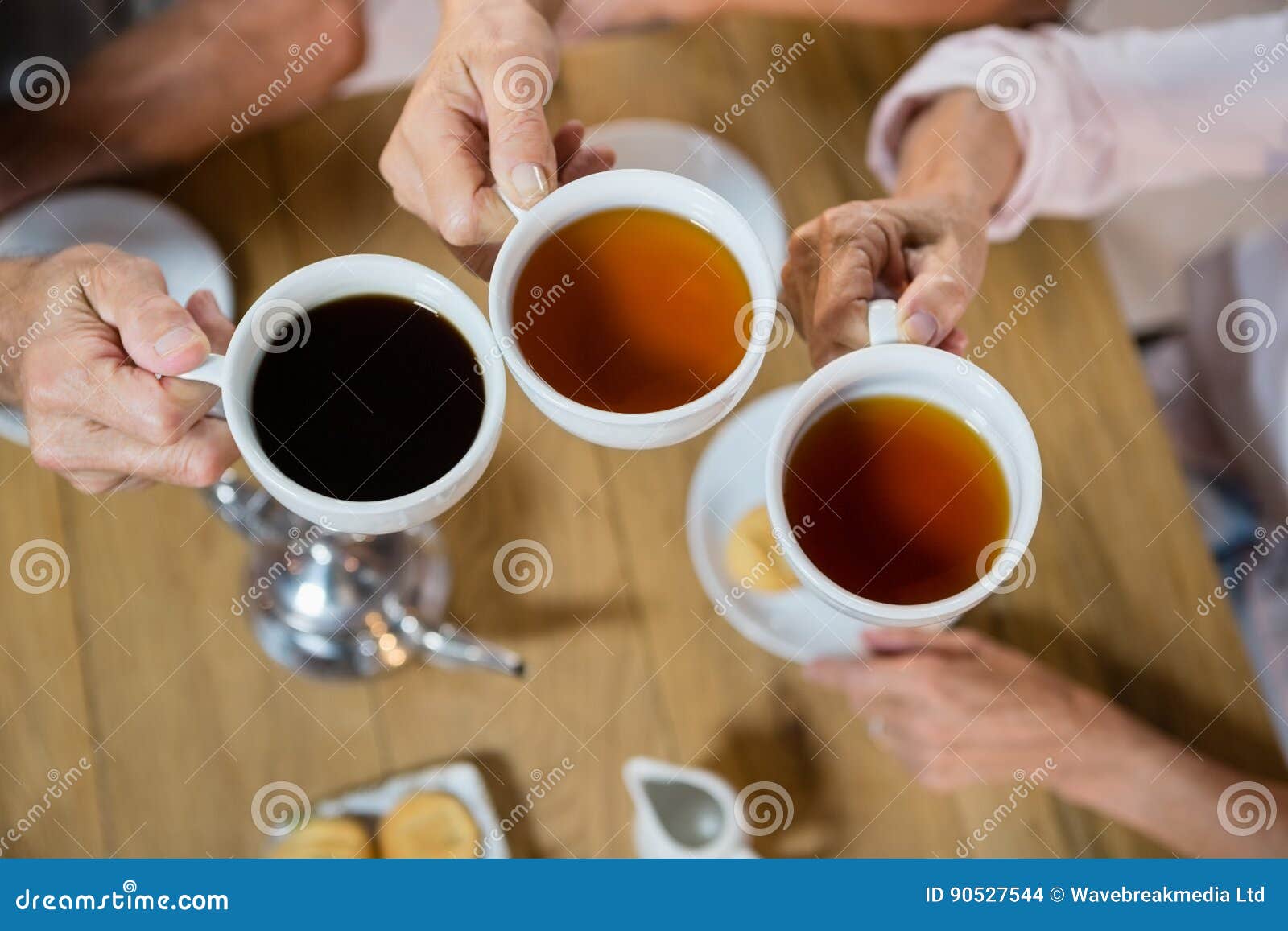 Group of Senior Friends Toasting Coffee Cups Stock Photo - Image of ...