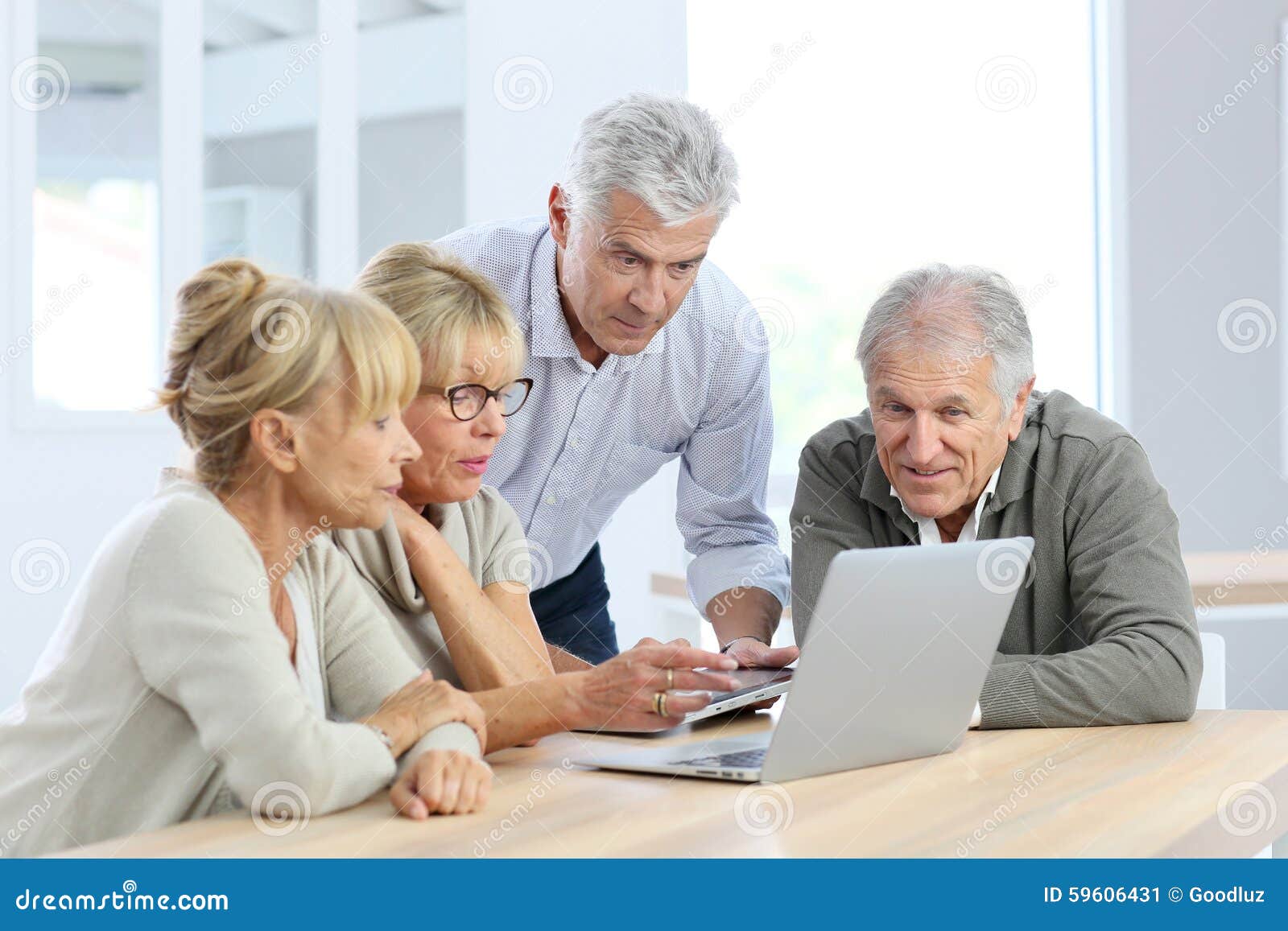 Group of Senior Friends Using Laptop Stock Image - Image of retired ...