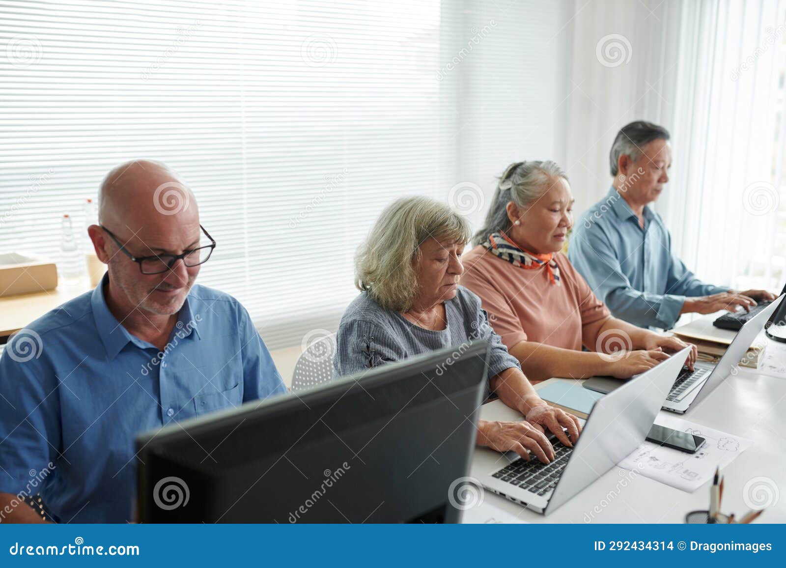 Computer Class for Senior Advanced Users Stock Photo - Image of ...
