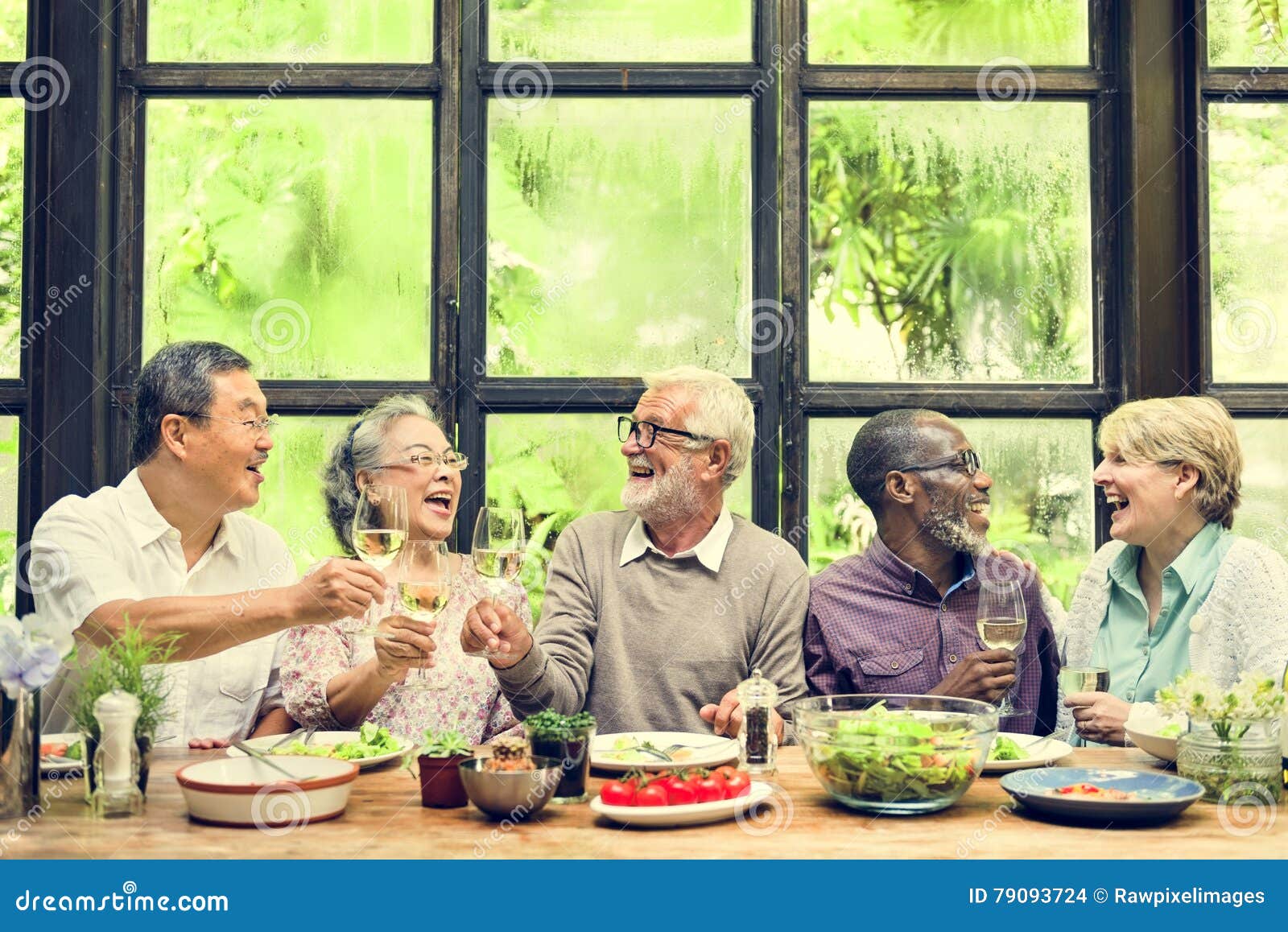 Group of Senior Retirement Meet Up Happiness Concept Stock Photo ...