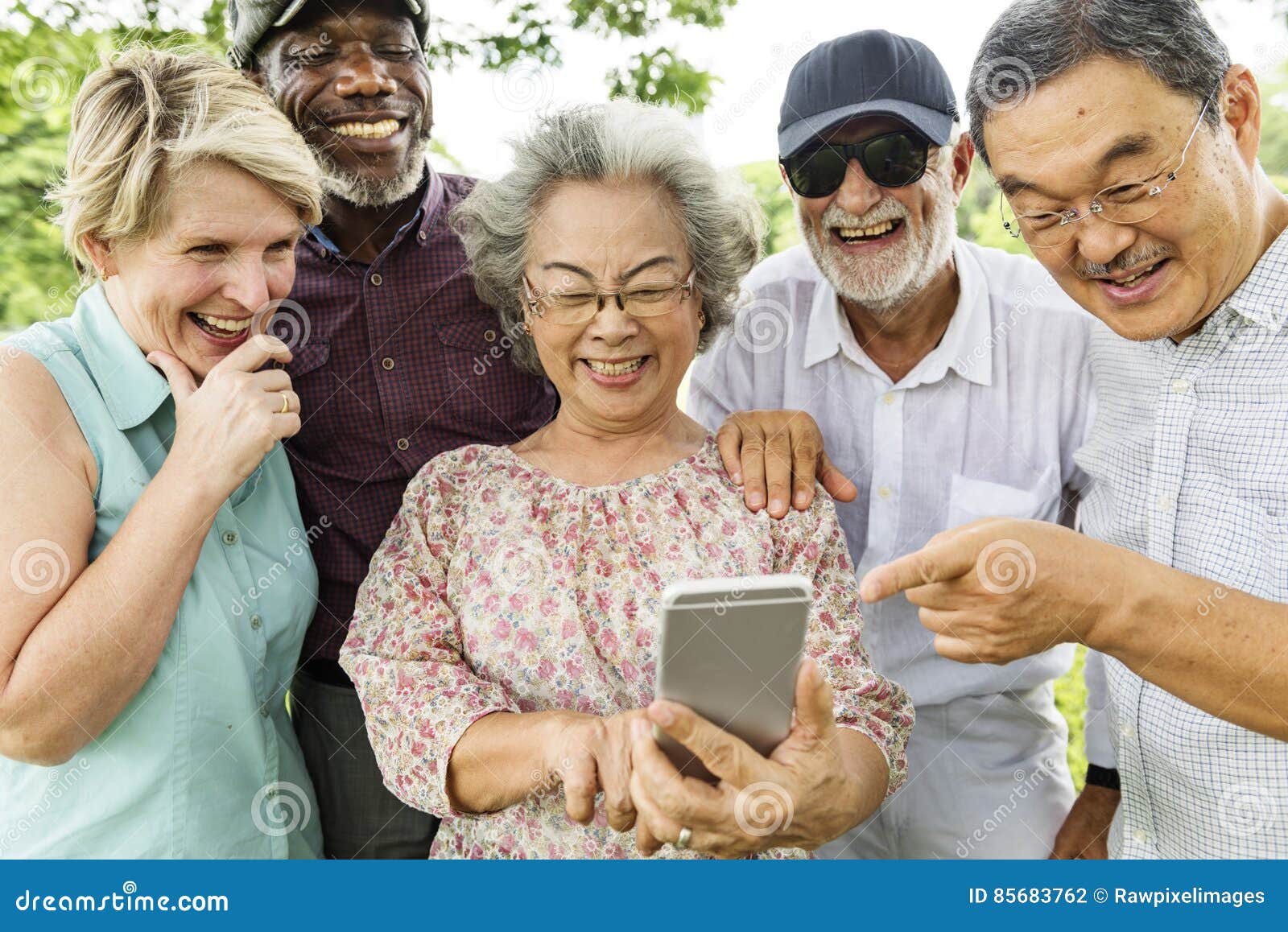 Group of Senior Retirement Using Digital Lifestyle Concept Stock Photo ...