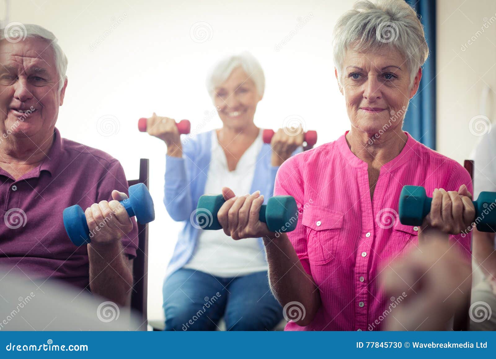 Group of Seniors Doing Exercises with Nurse Stock Photo - Image of ...