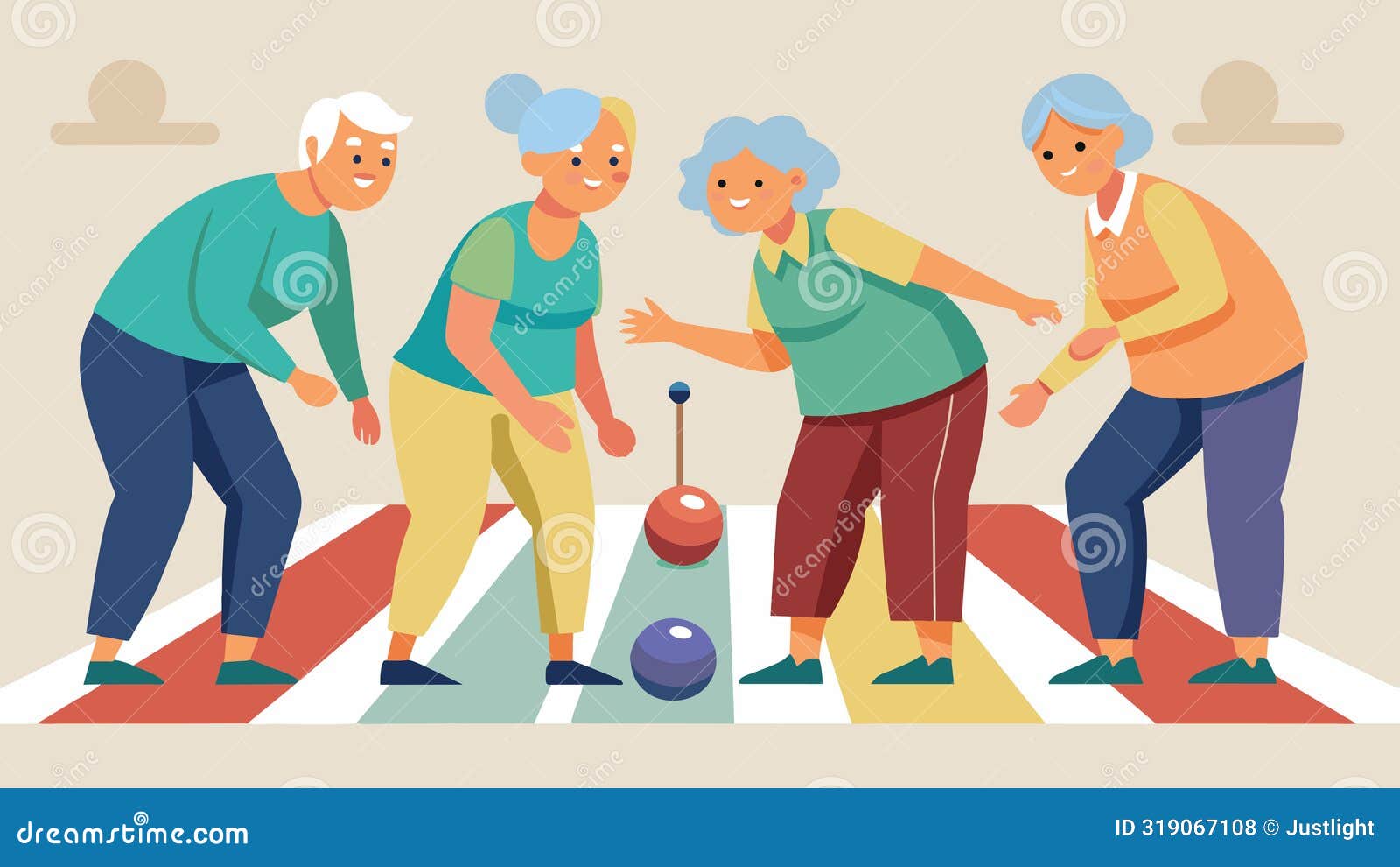 A Group of Seniors Playing a Game of Modified Bowling Using a Lighter ...