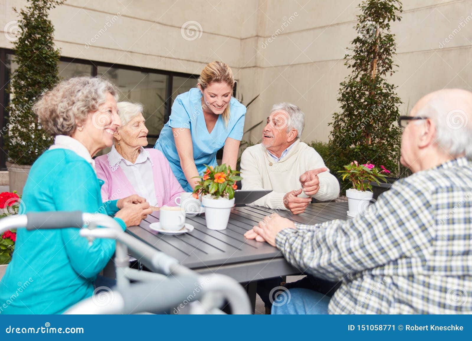 Group of Seniors Talking in Retirement Home Stock Image - Image of home ...