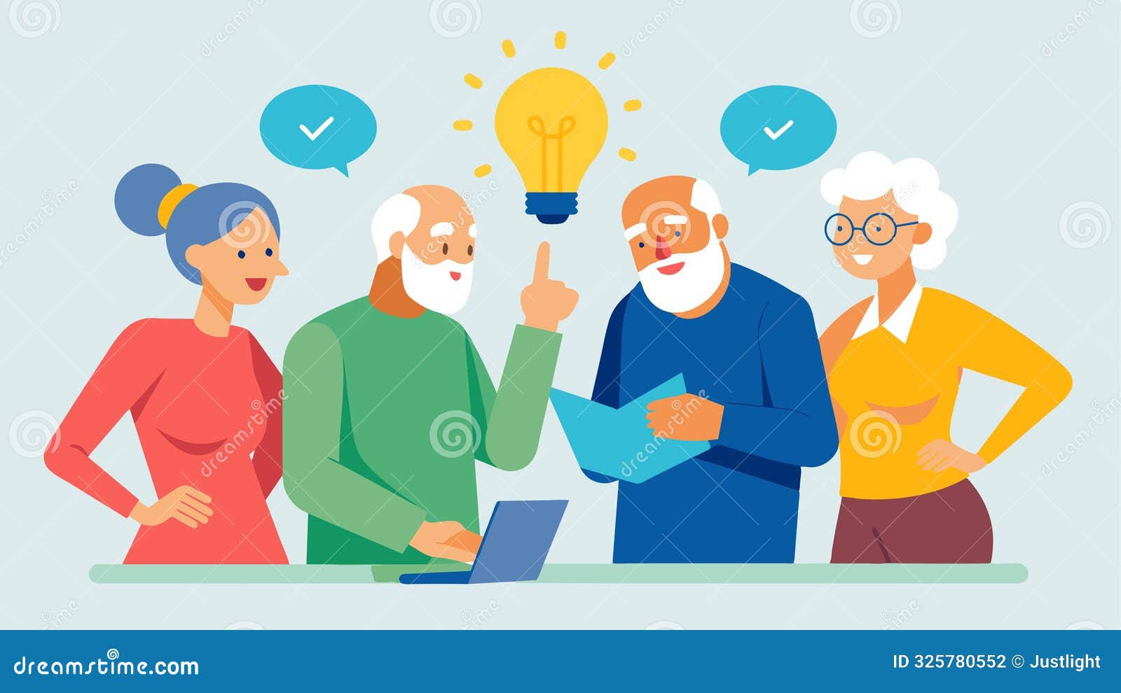 A Group of Seniors Using Creative Thinking Exercises To Generate New ...