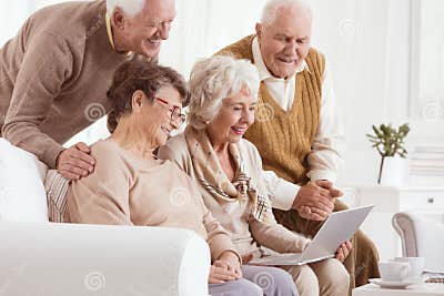 Group of Seniors Using Laptop Stock Photo - Image of learn, attitude ...