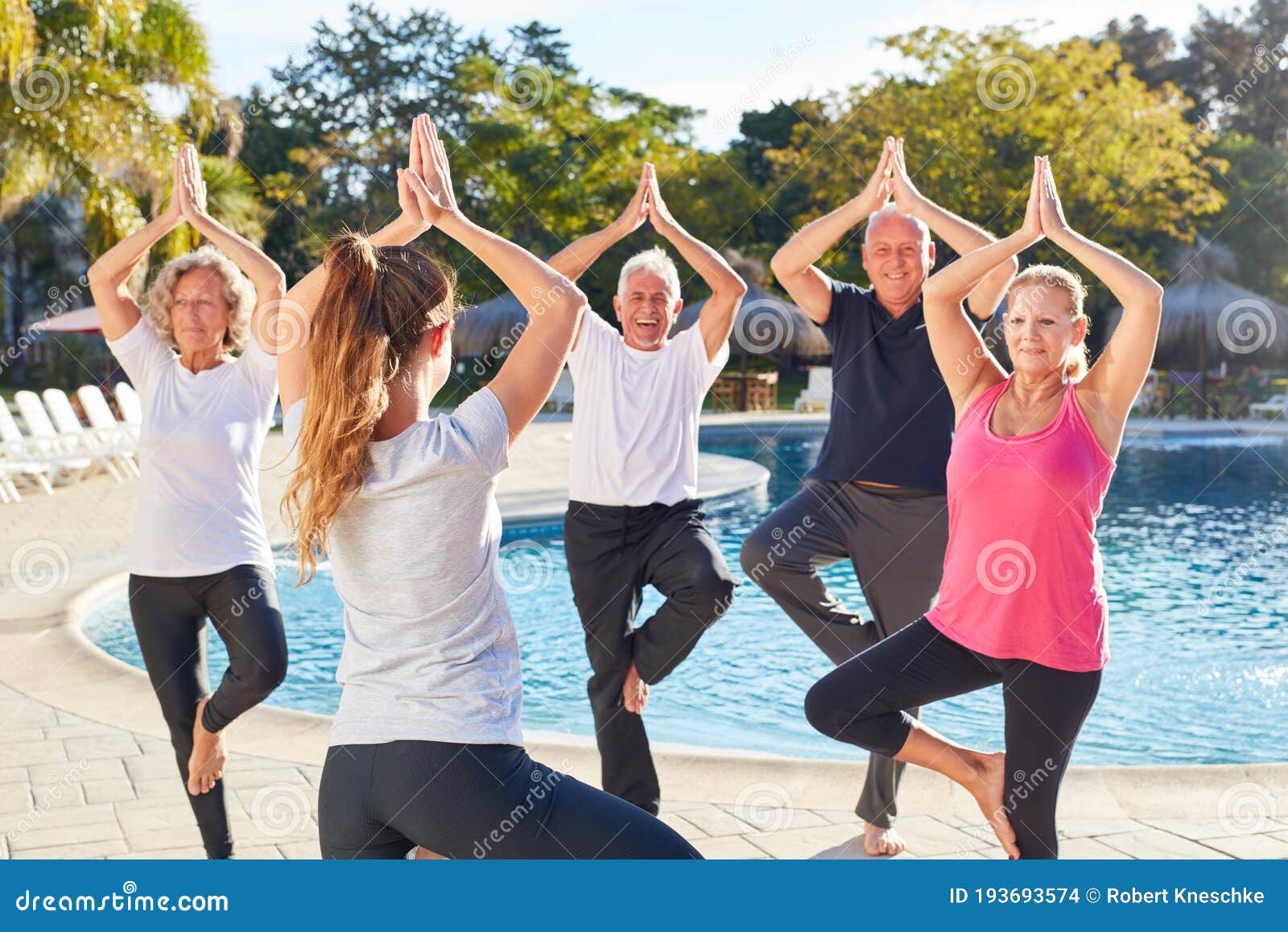 Group of Seniors in Yoga Class is Doing Exercise Stock Photo - Image of ...