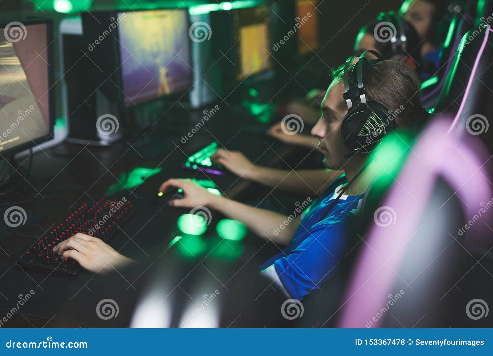Playing pc games stock photo. Image of adult, guys, command - 153367478