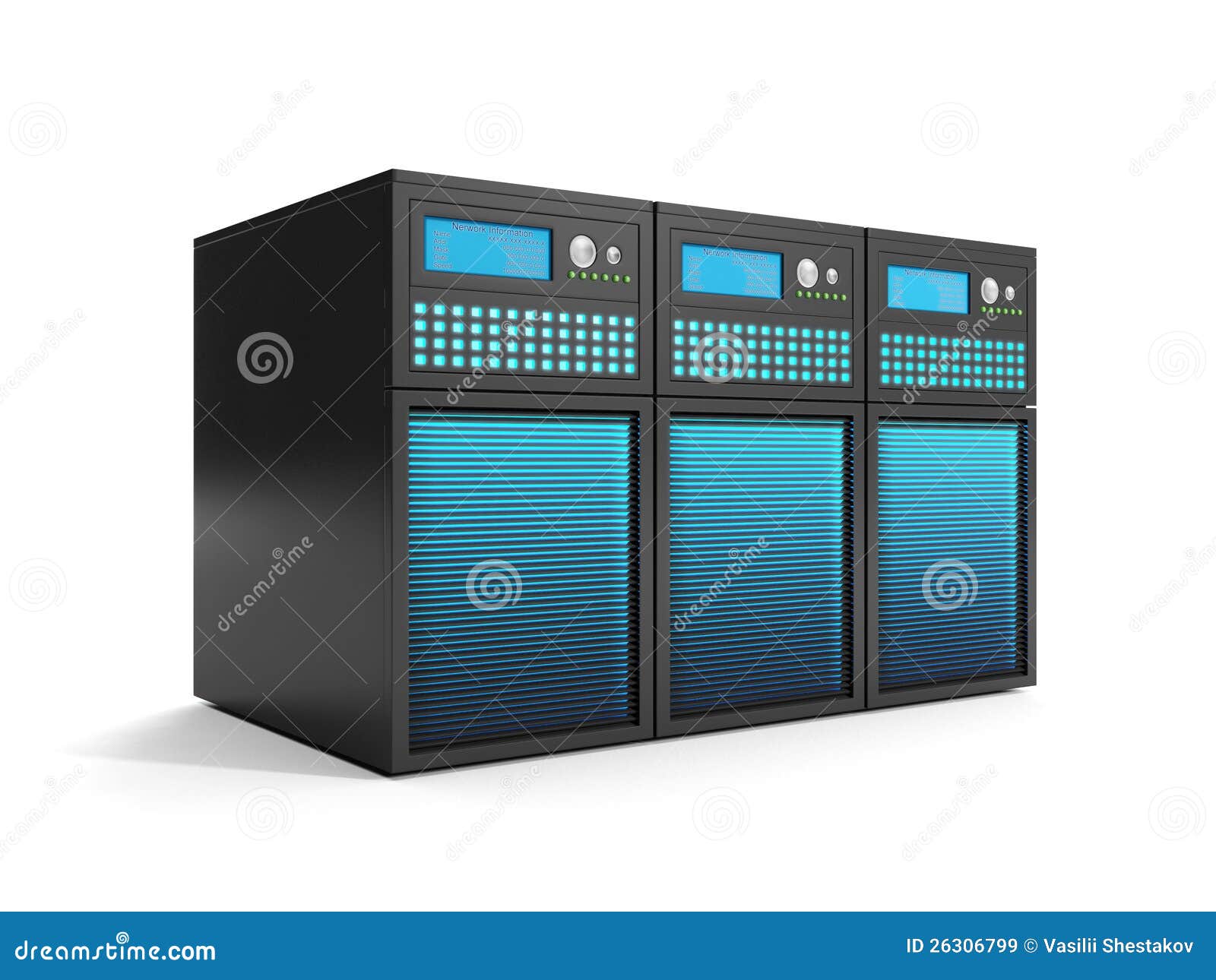 Group of Servers in Close-up Stock Illustration - Illustration of white ...