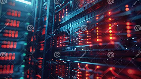 A Group of Servers in a Server Room. Ideal for Technology and ...