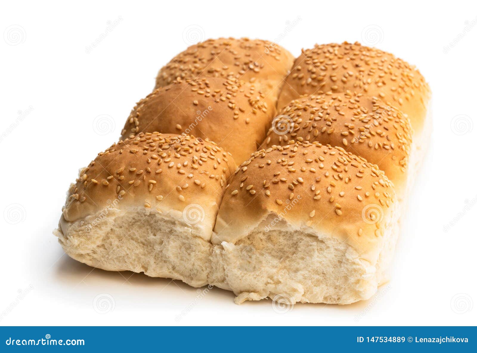 Group of Sesame Seeded Hamburger Buns Isolated on a White Stock Image ...