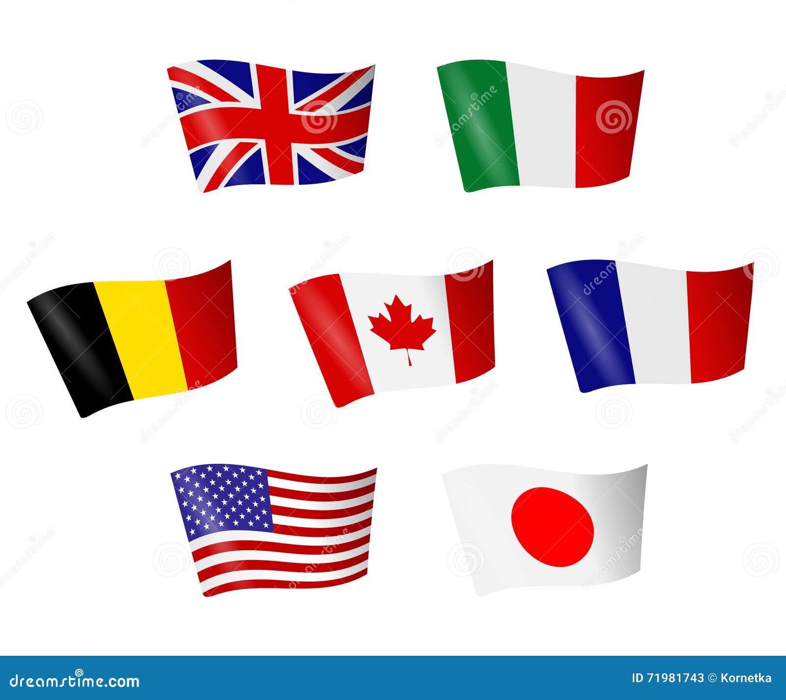 Group of seven. stock vector. Illustration of horizontal - 71981743