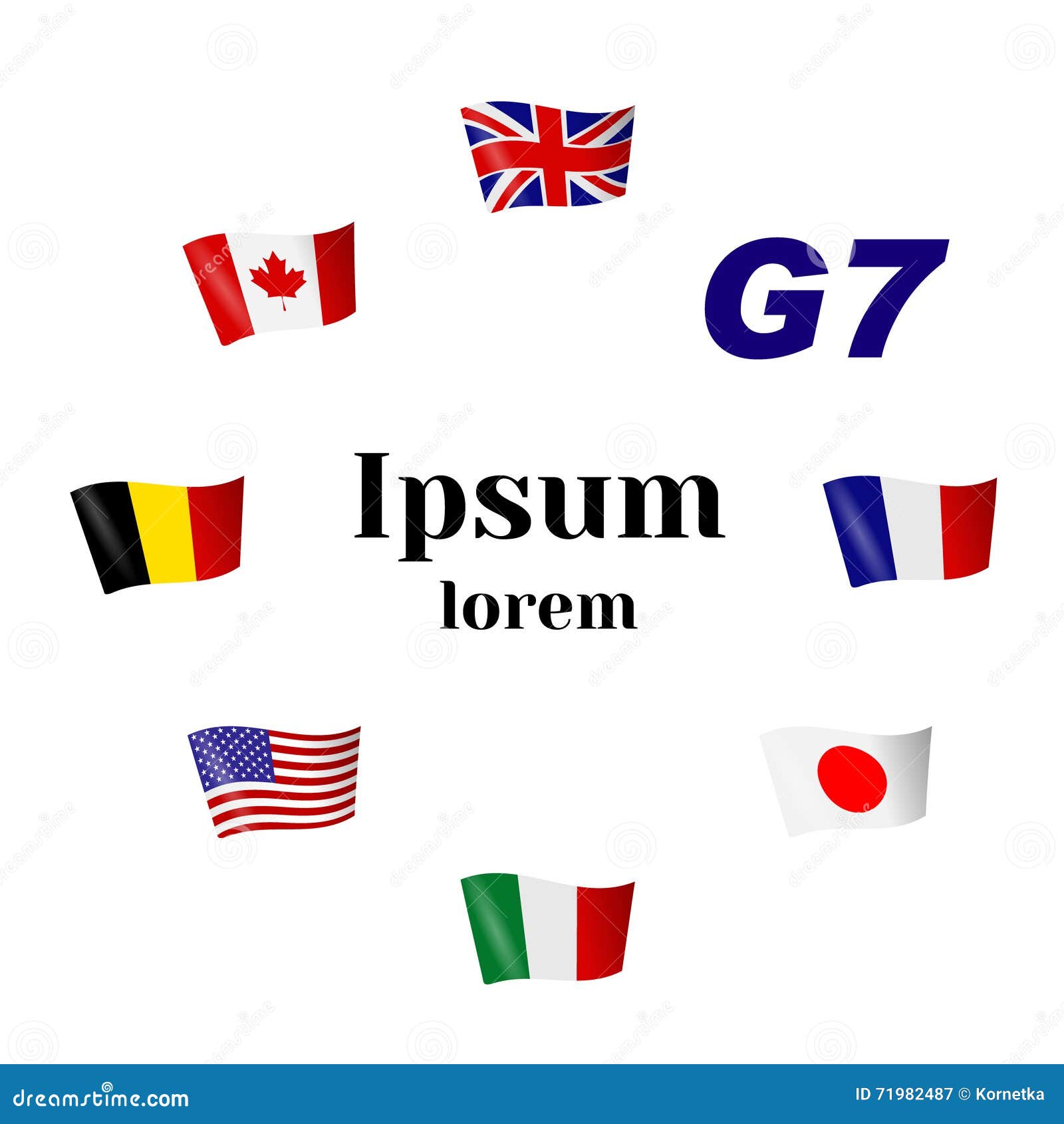 Group of seven. stock vector. Illustration of flag, element - 71982487