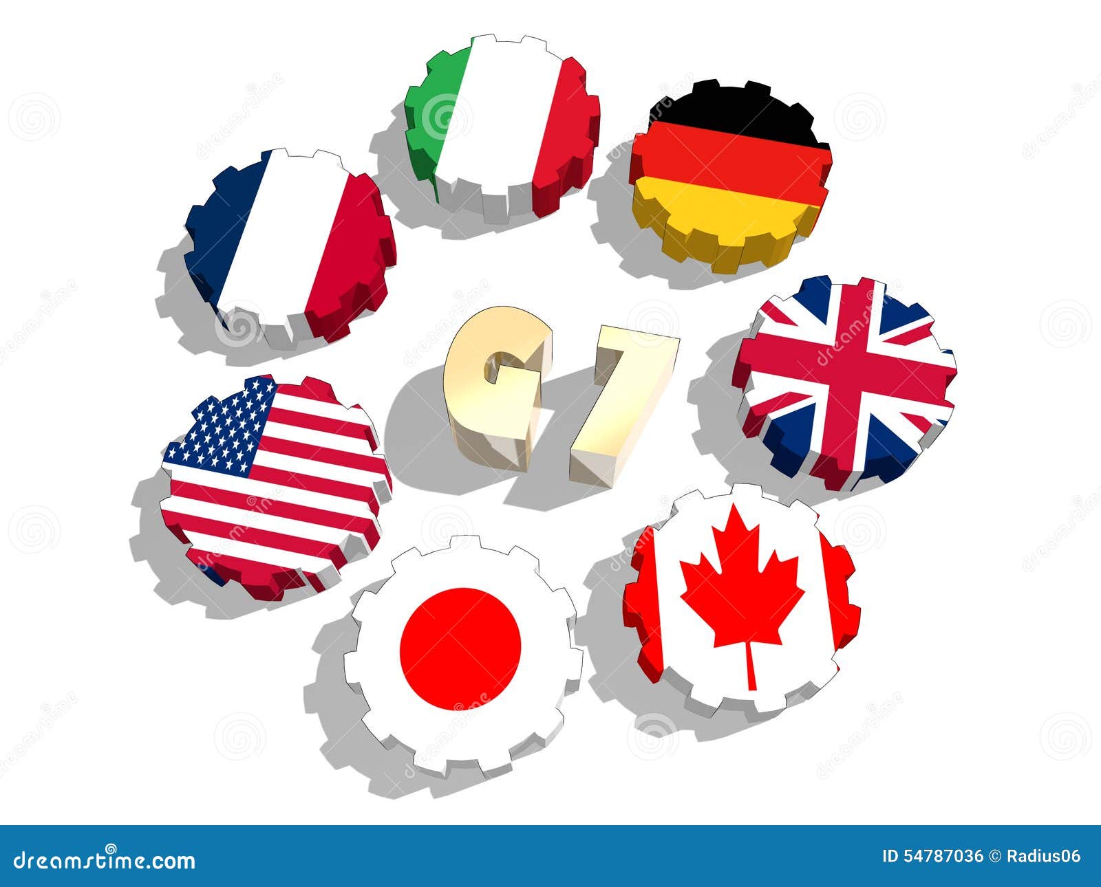 Group of Seven Members National Flags Stock Illustration - Illustration ...
