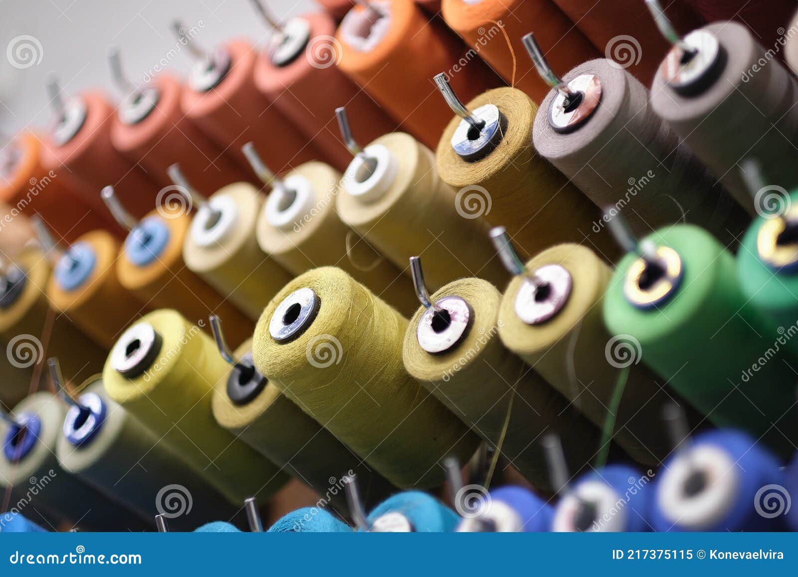 Group of Sewing Threads in Skeins. a Bunch of Large Multicolored Spools ...