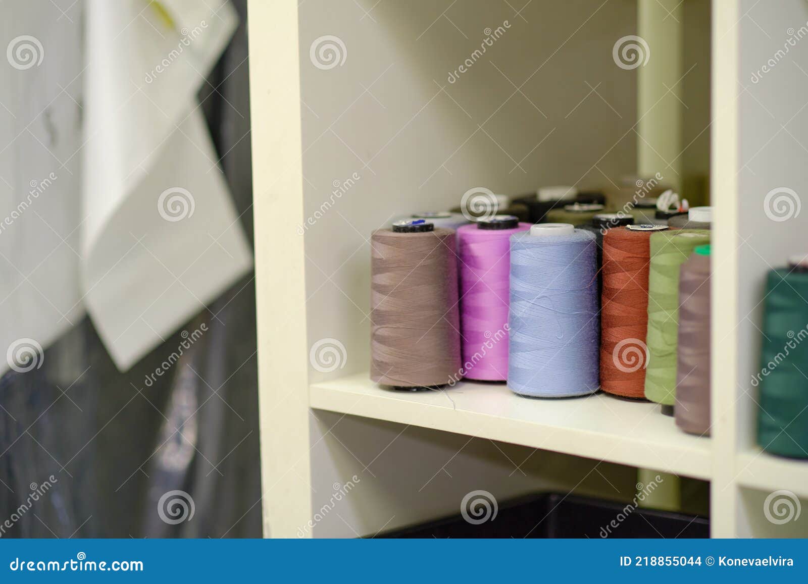 Group of Sewing Threads in Skeins. a Bunch of Large Multicolored Spools ...