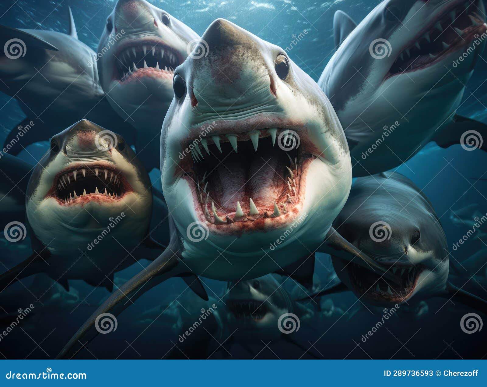 A group of sharks stock image. Image of group, wild - 289736593