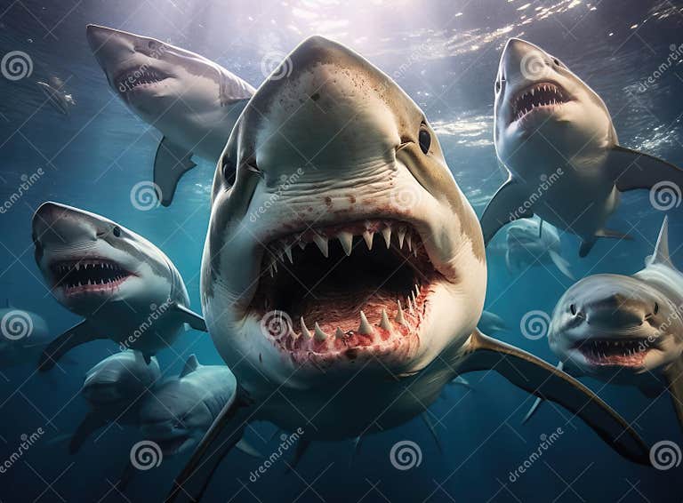 A group of sharks stock photo. Image of south, wildlife - 289756714