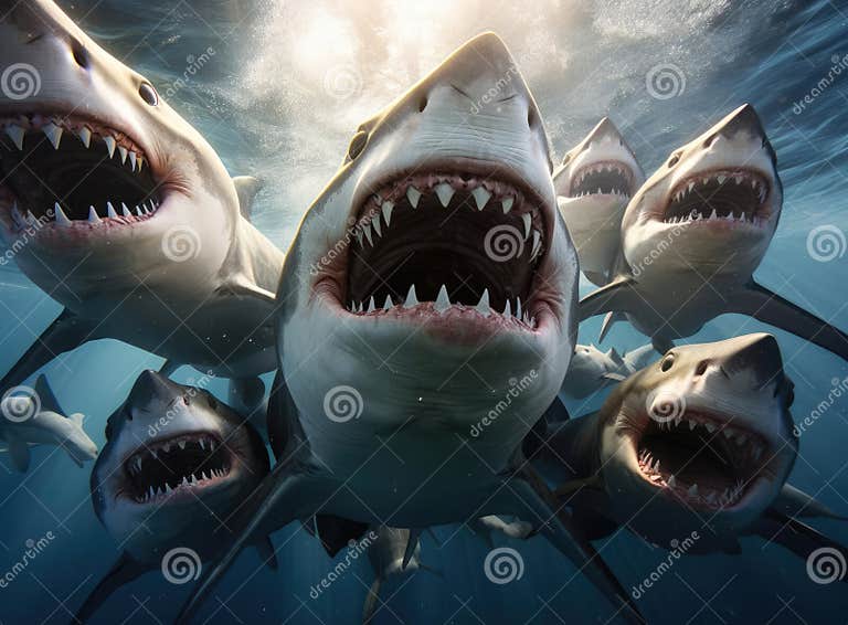 A group of sharks stock image. Image of adventure, water - 289766189