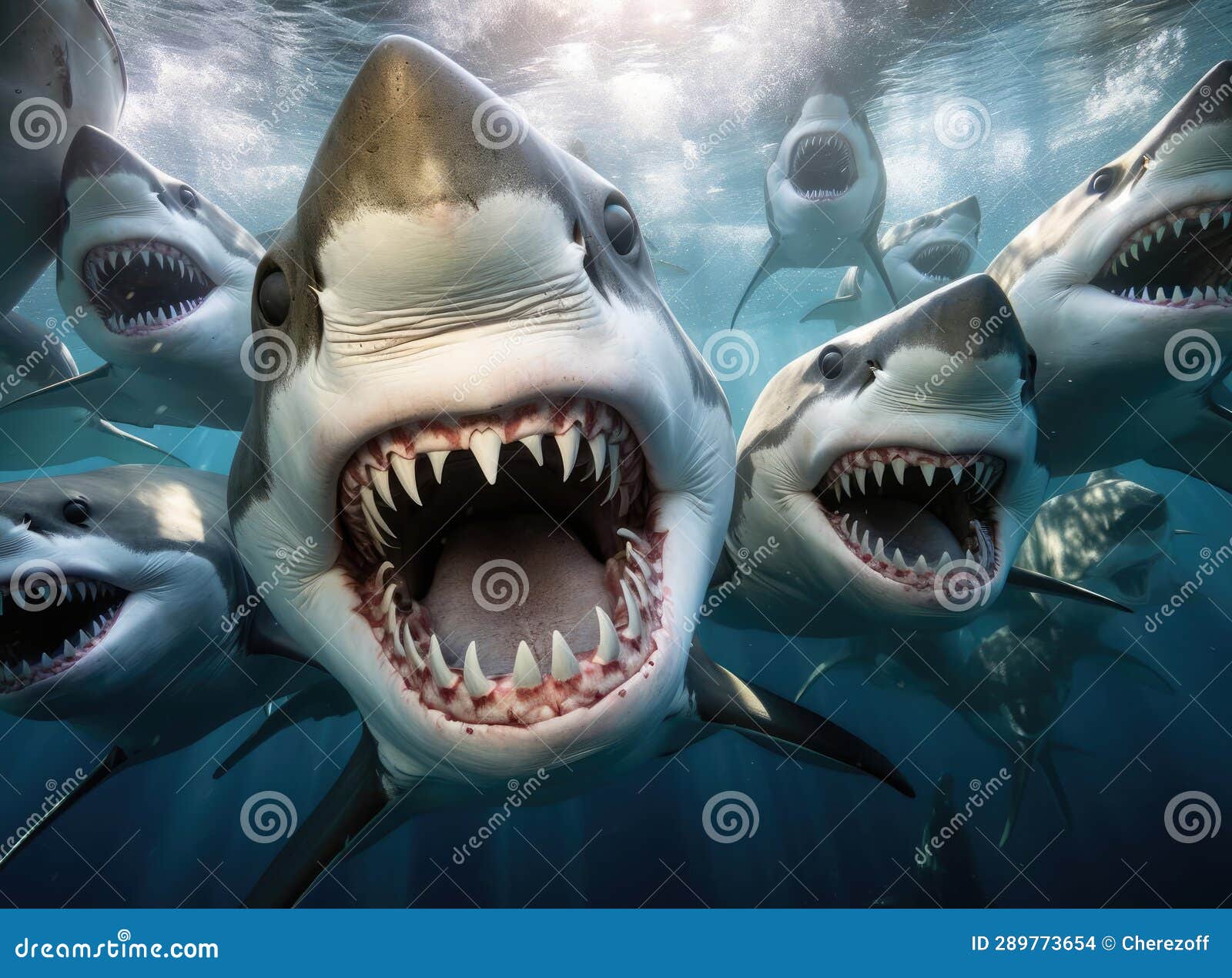 A group of sharks stock photo. Image of endangered, animal - 289773654