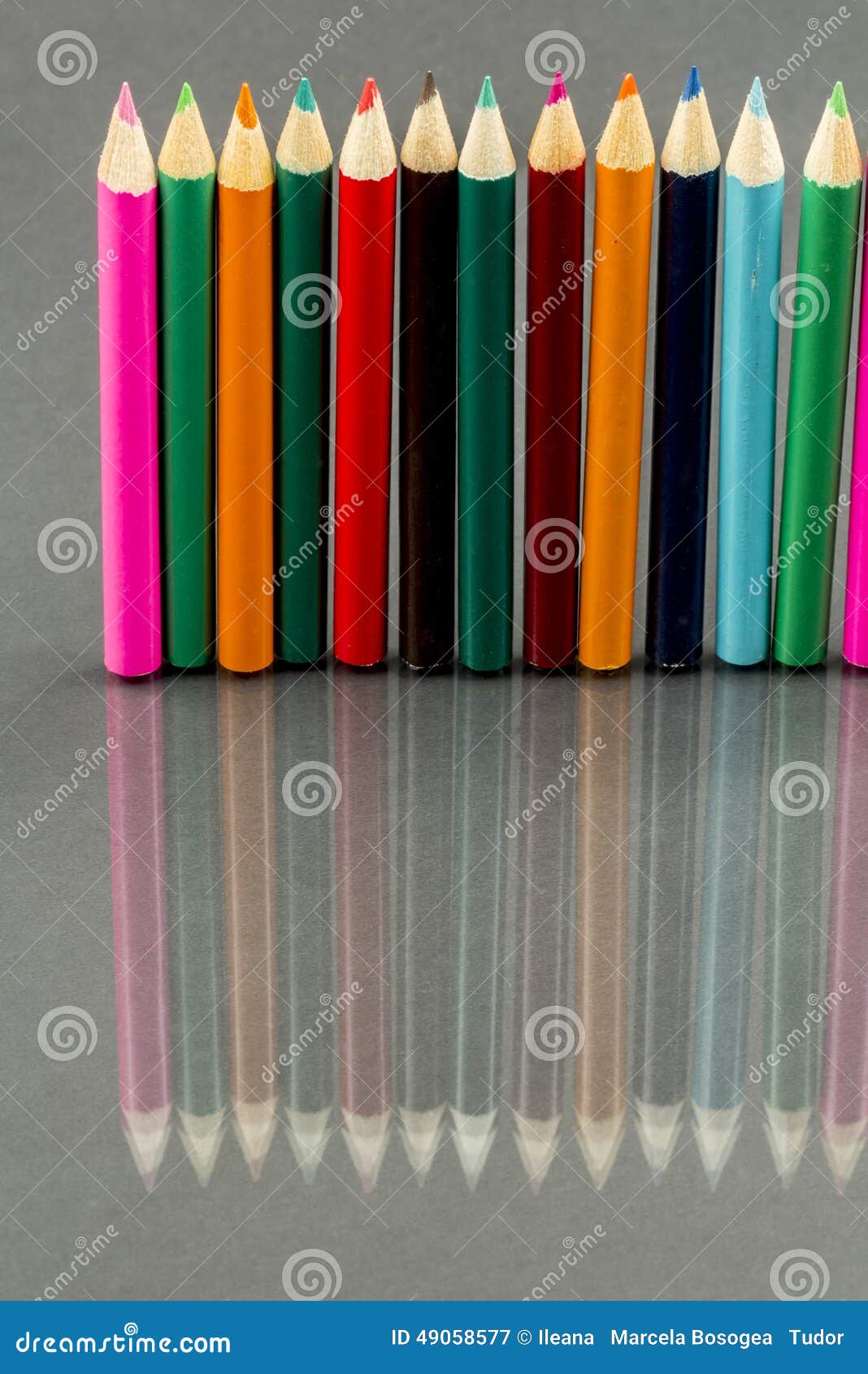 Group of Sharp Colored Pencils with Reflexions Stock Image - Image of ...