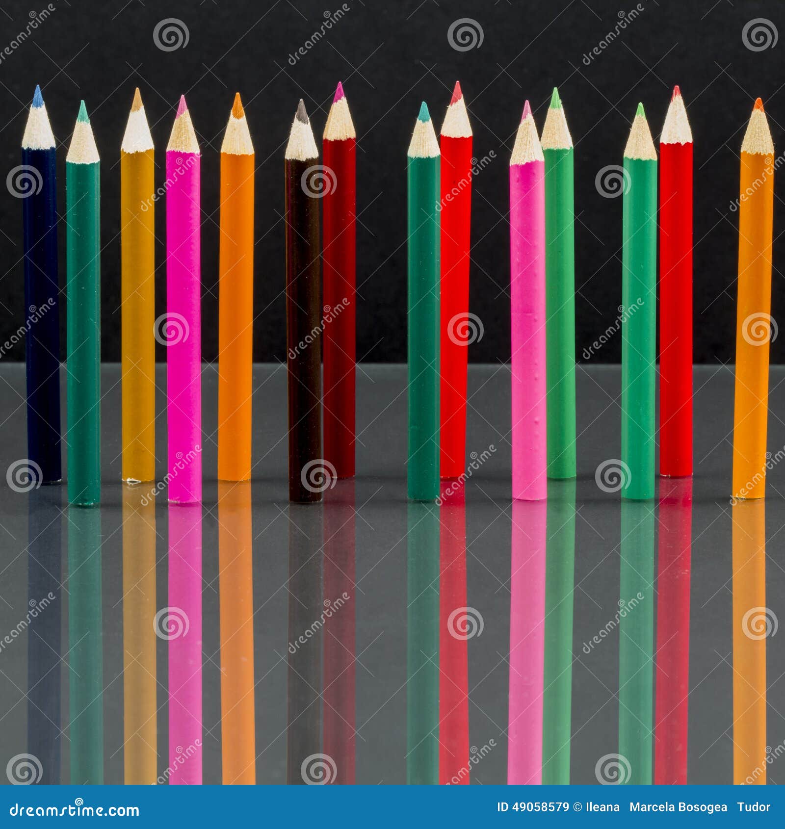 Group of Sharp Colored Pencils with Reflexions Stock Image - Image of ...