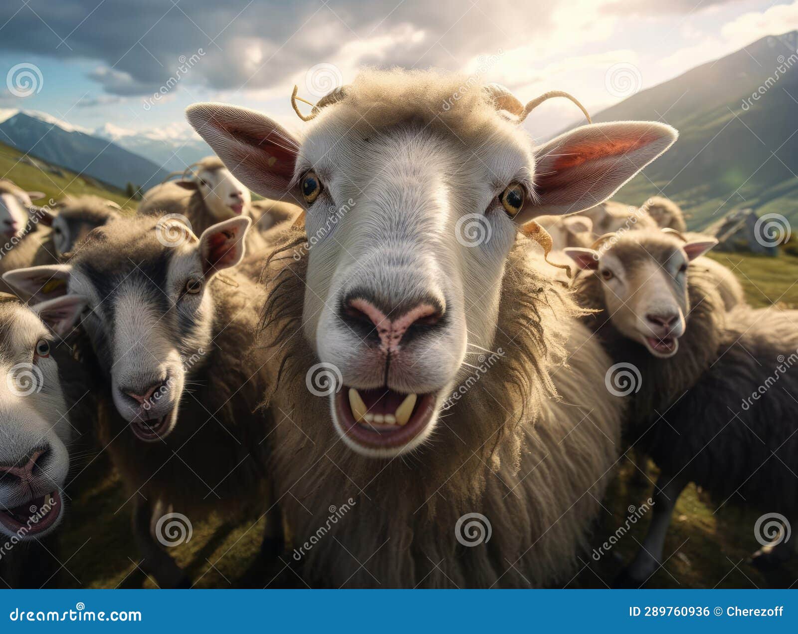 A group of sheep stock photo. Image of spring, flock - 289760936