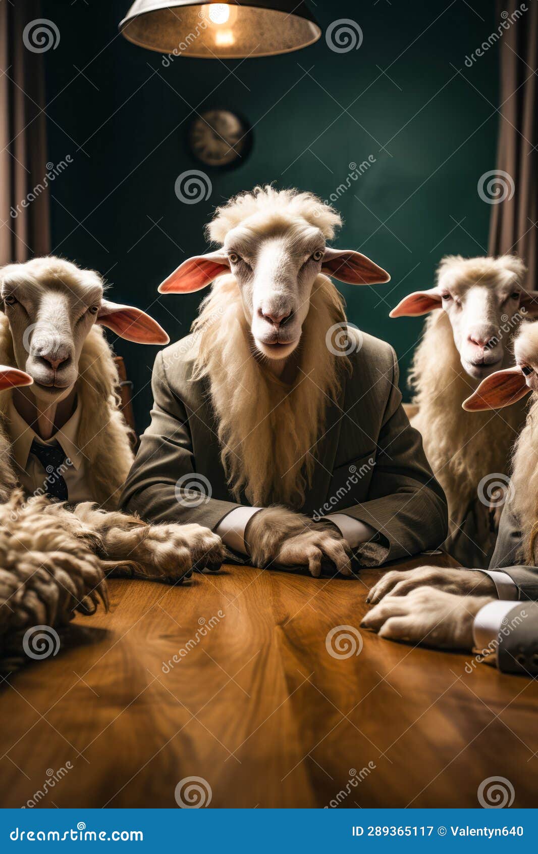 Group of Sheep Wearing Suits and Ties Sitting at Table. Generative AI ...