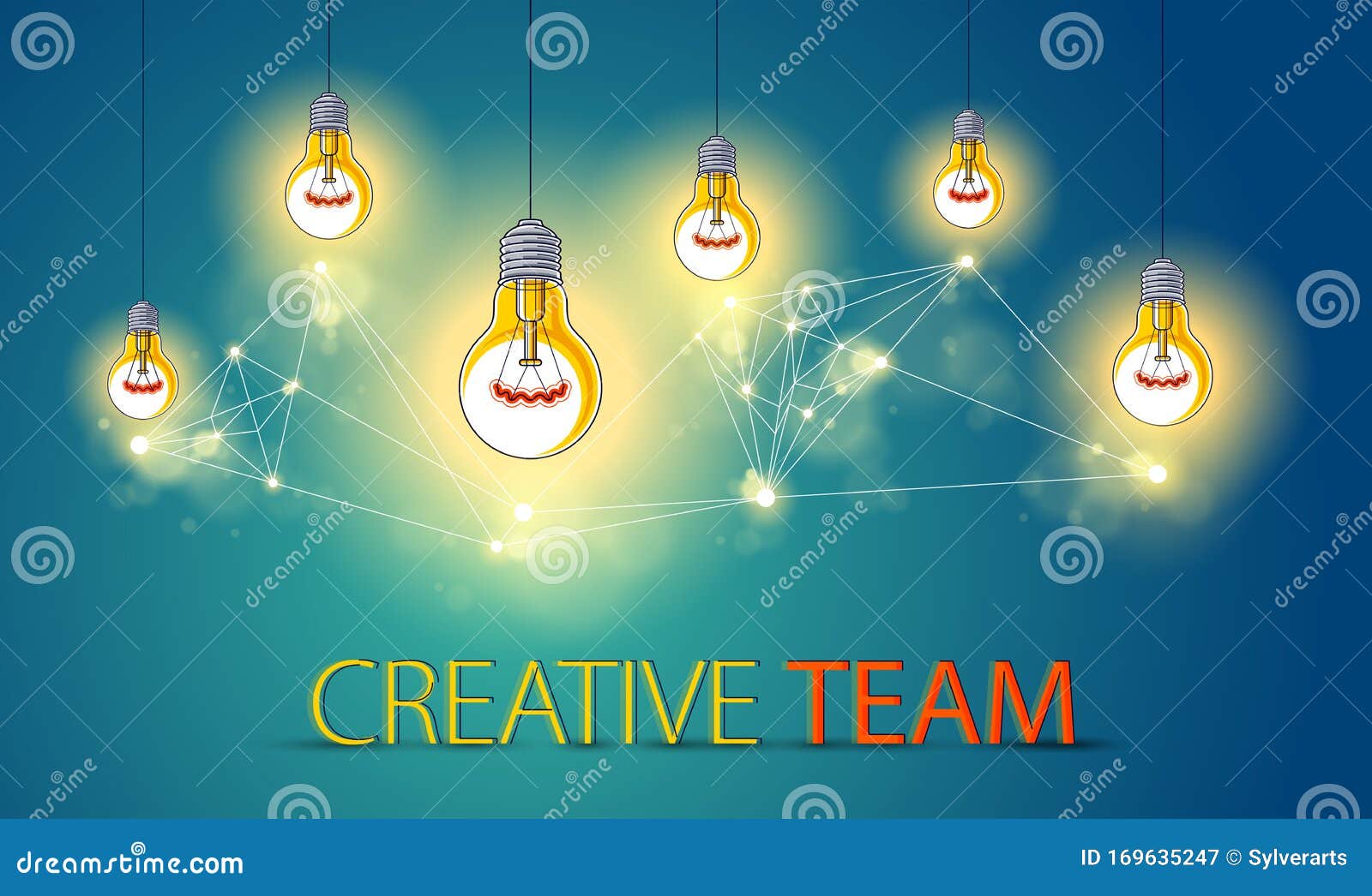 Group of Shining Light Bulbs Represents Idea of Creative People ...