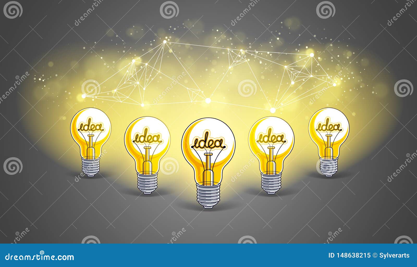 Group of Shining Light Bulbs Represents Idea of Creative People ...