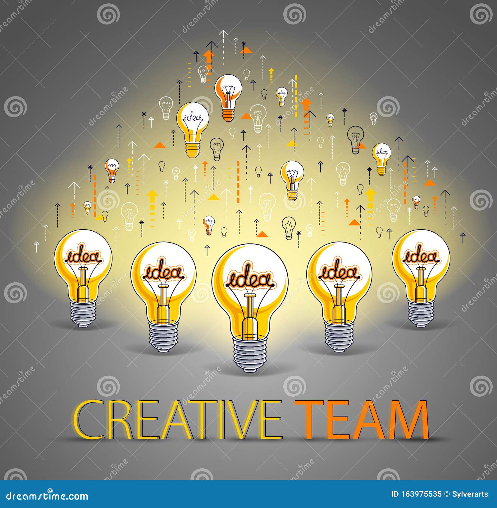 Group of Shining Light Bulbs Represents Idea of Creative People ...