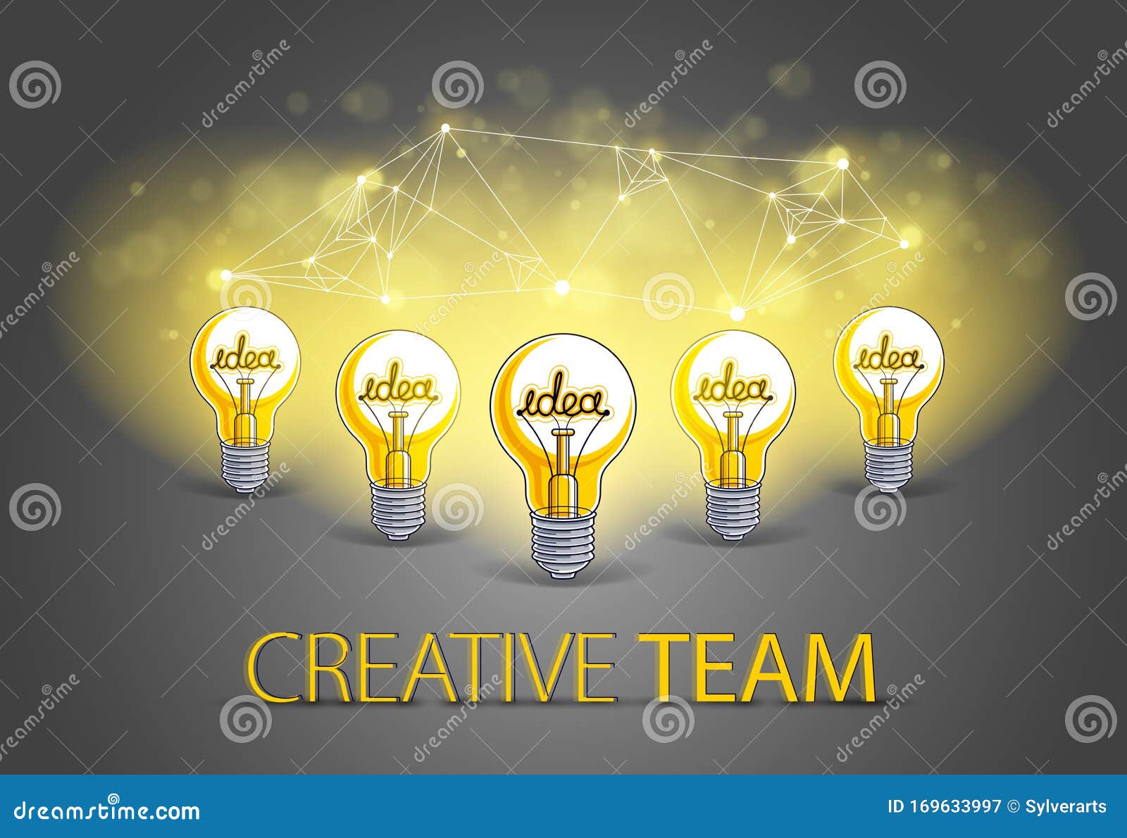 Group of Shining Light Bulbs Represents Idea of Creative People ...