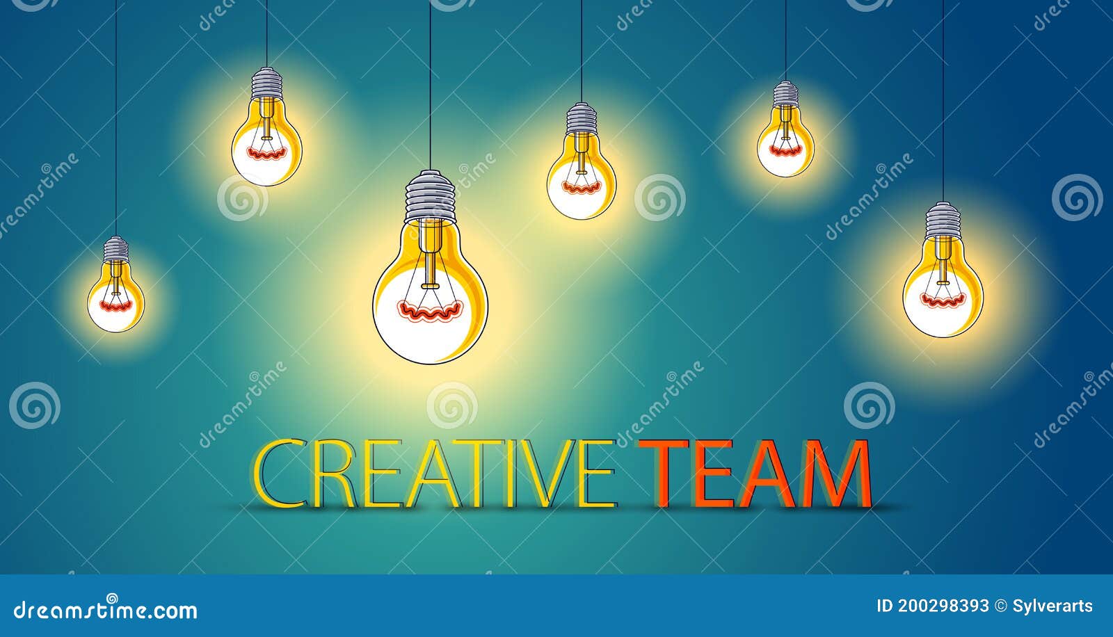 Group of Shining Light Bulbs Represents Idea of Creative People ...