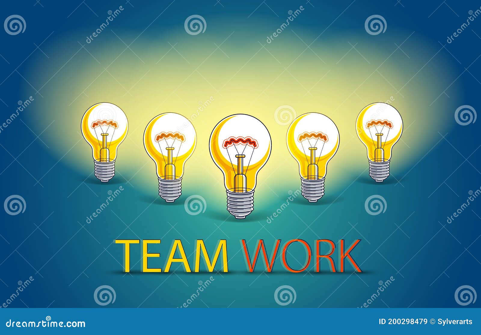 Group of Shining Light Bulbs Represents Idea of Creative People ...