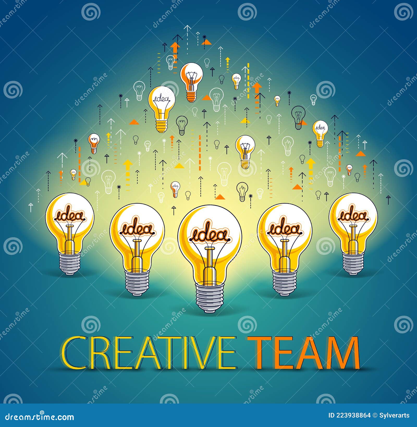 Group of Shining Light Bulbs Represents Idea of Creative People ...